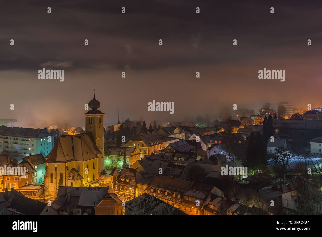 a Winter Night in the austrian Town of Liezen Stock Photo - Alamy