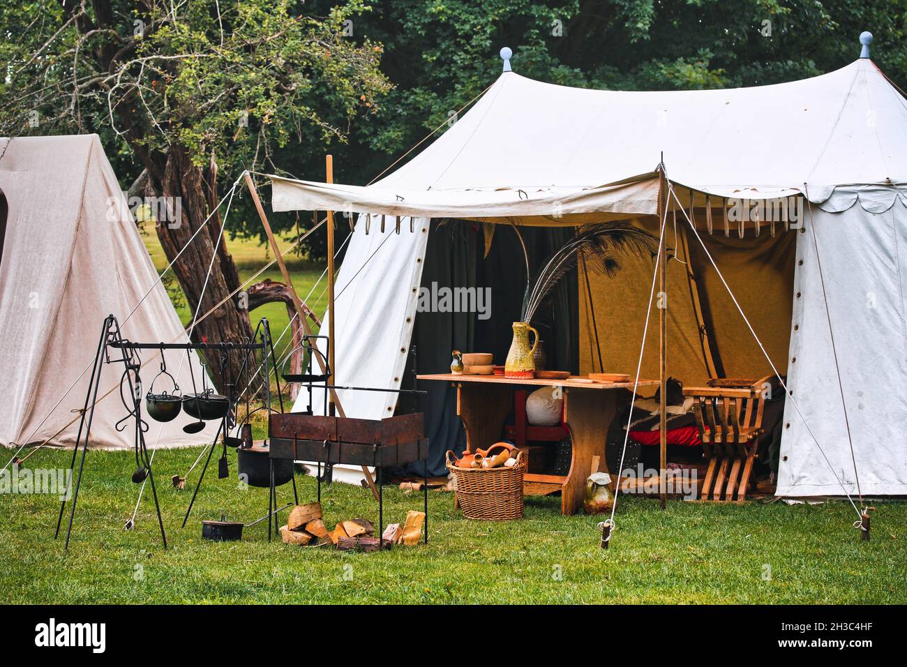 Re-enactment of a furniture tent with vintage antique pieces Stock ...