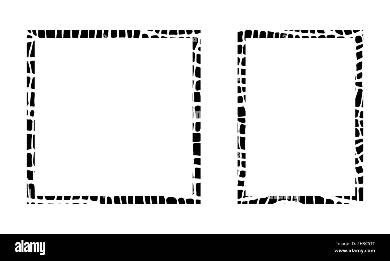 Black And White Frame With Modern Ornament Of Stylized Leopard Skin