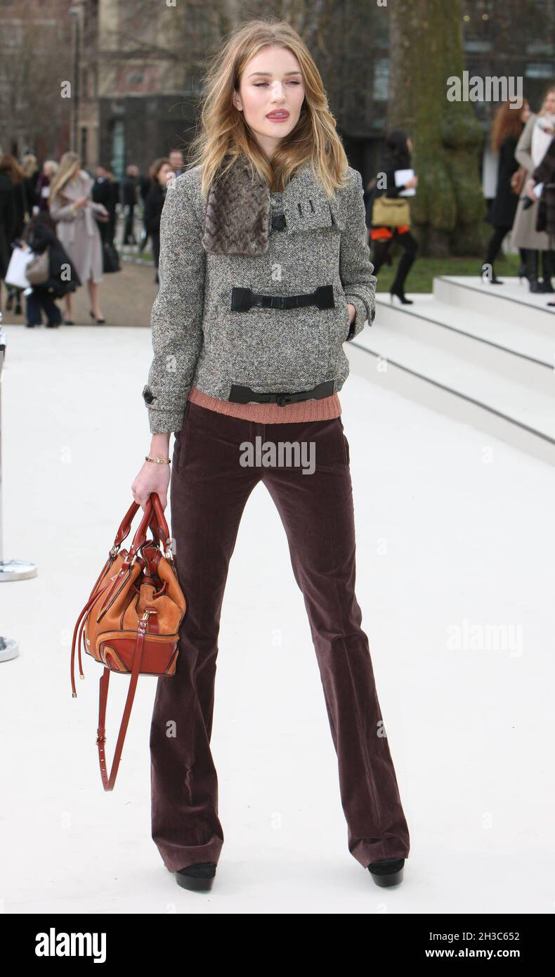 London, UK. Rosie Huntington-Whiteley at the Burberry Prorsum A/W show ...