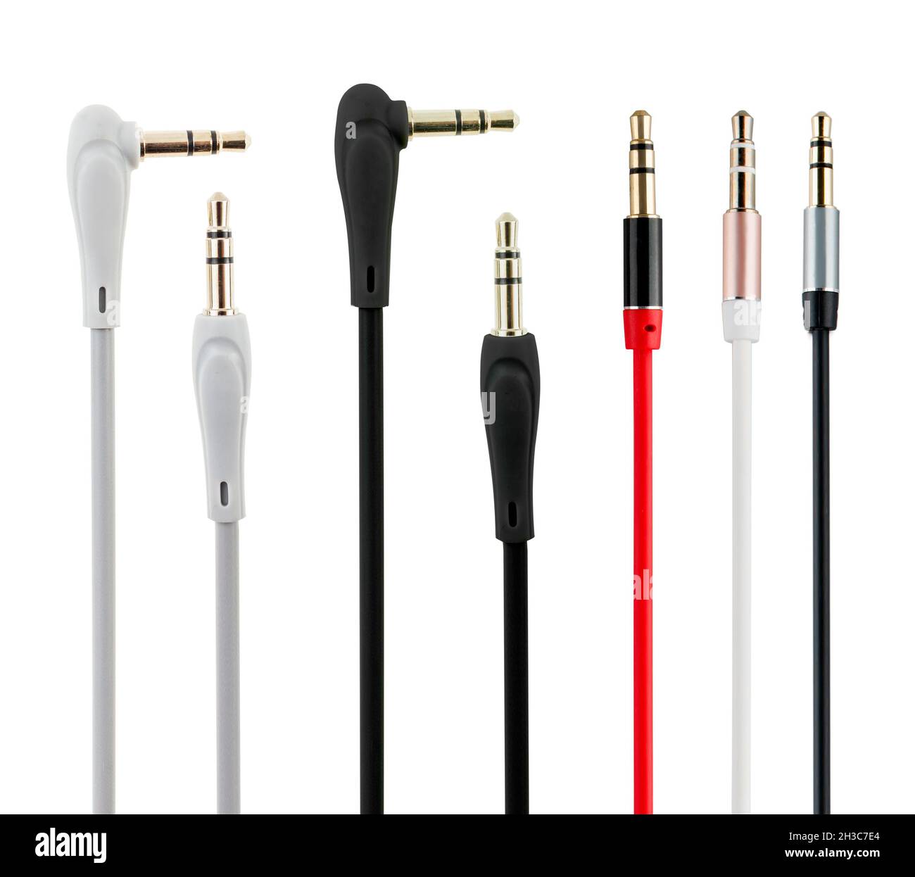 Audio plug, Audio cable with 3.5 plug, on a white background isolated ...