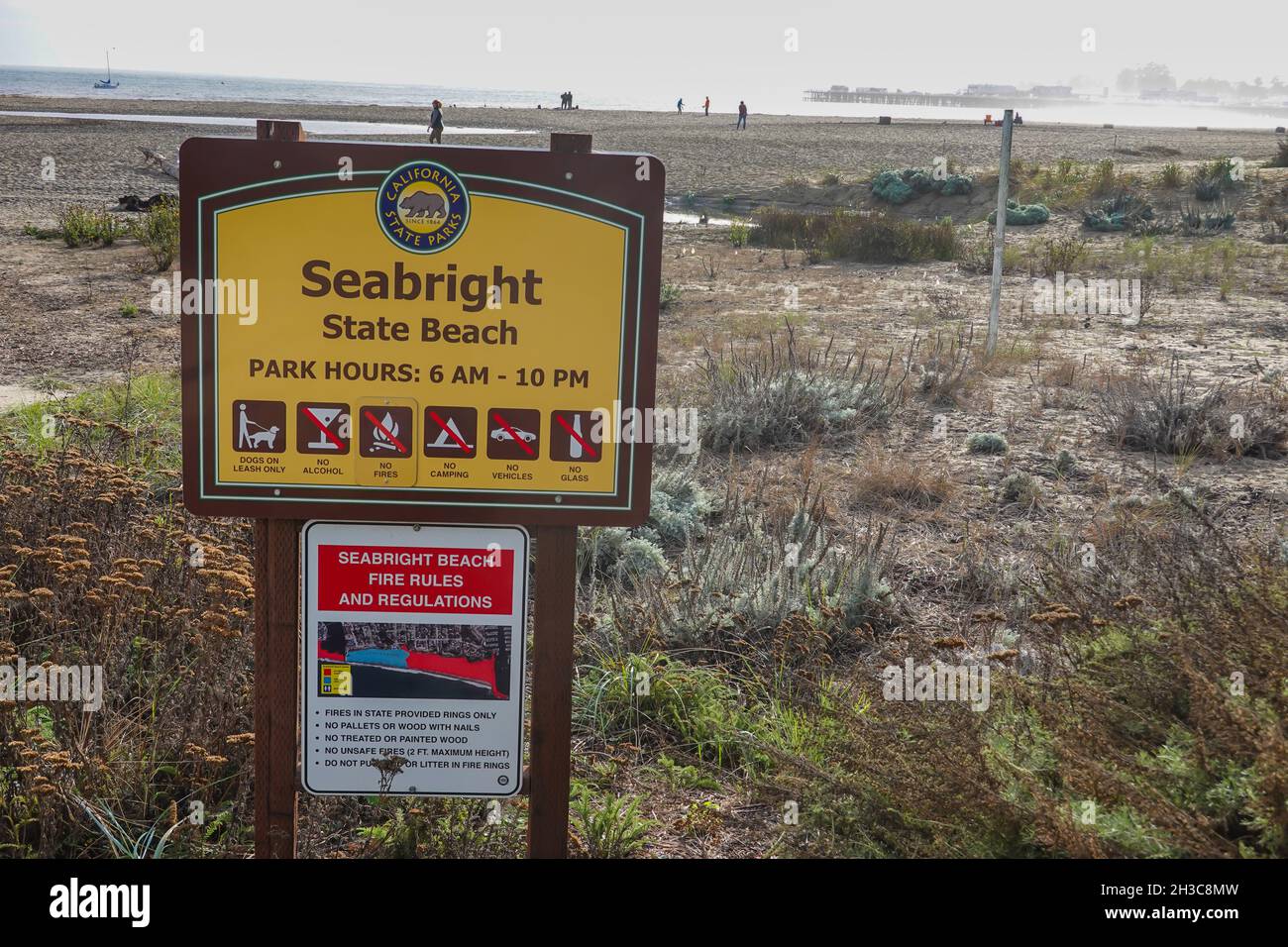 Seabright state beach sign in Santa Cruz, California , USA Stock Photo ...