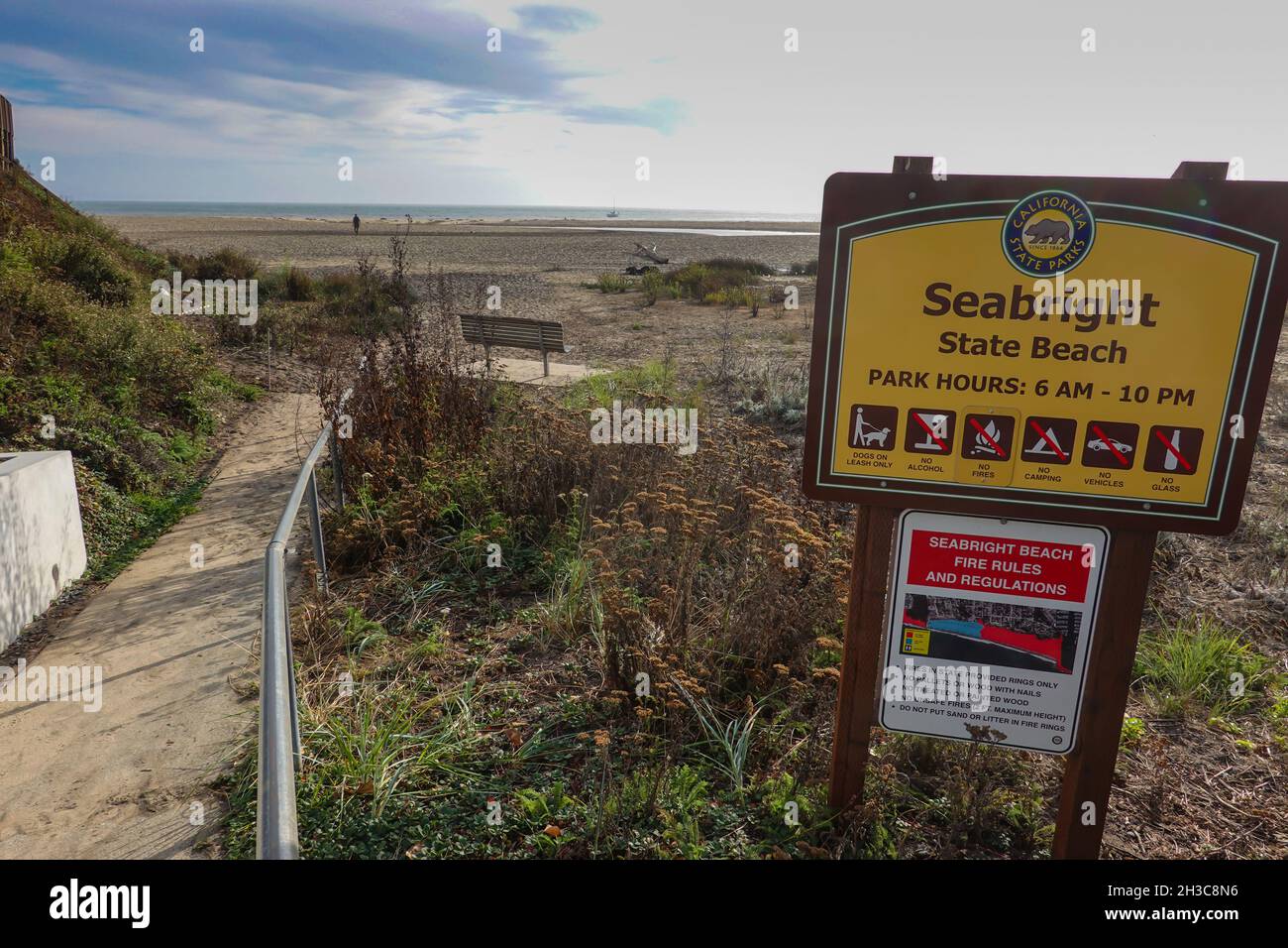 Seabright state beach sign in Santa Cruz, California , USA Stock Photo ...