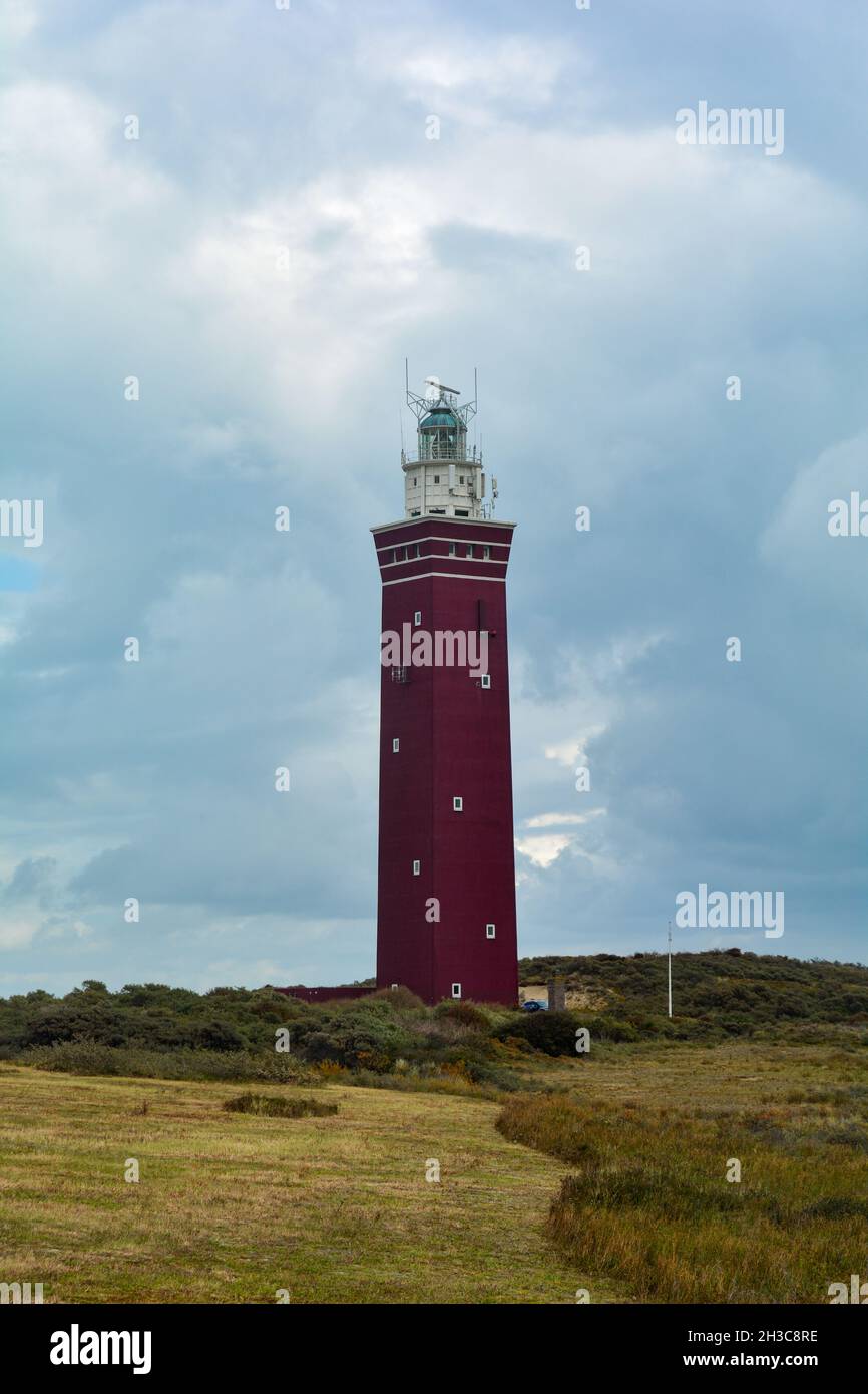 The 56 meter high angular "West Head Lighthouse" in Ouddorp in the ...