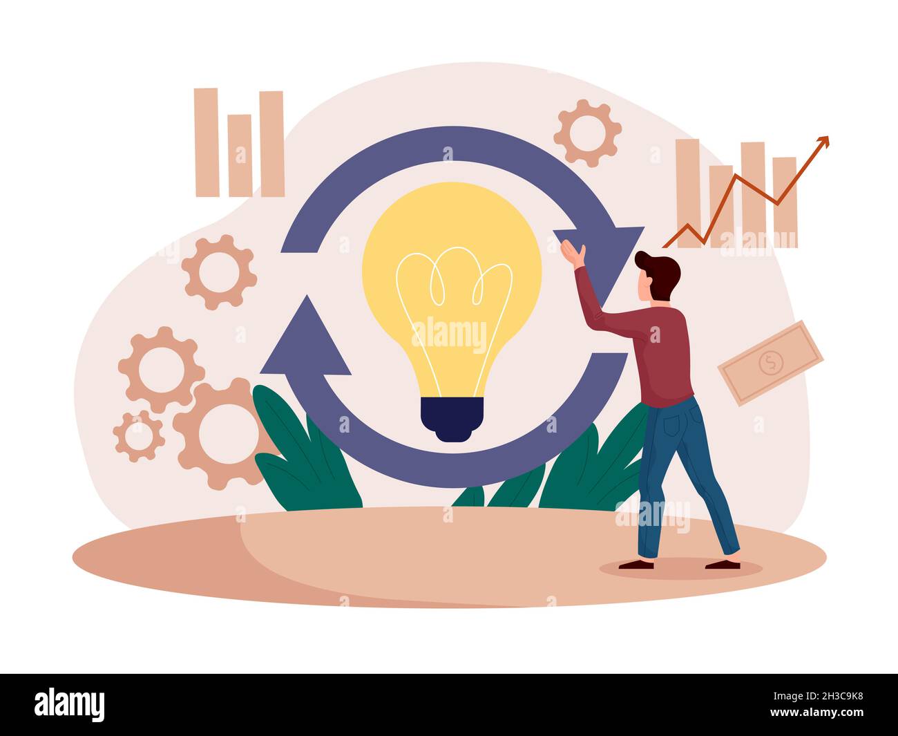 Implementation or integration of innovative ideas concept Stock Vector ...