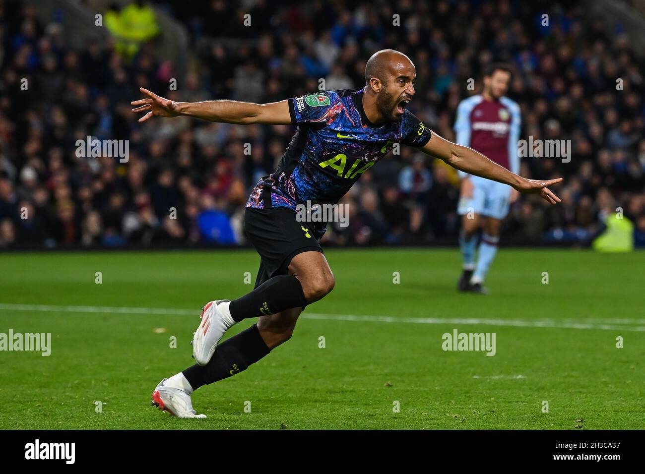 Lucas #27 of Tottenham Hotspur scores to make it 0-1 in, on 10/27/2021 ...