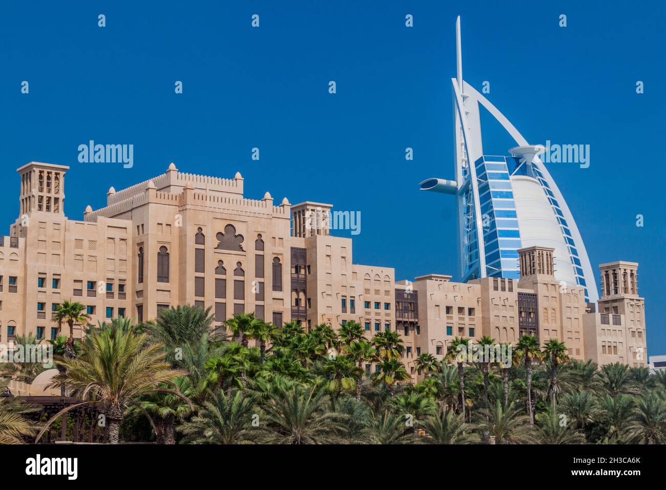 Burj Al Arab Tower of the Arabs seen from Madinat Jumeirah in Dubai ...