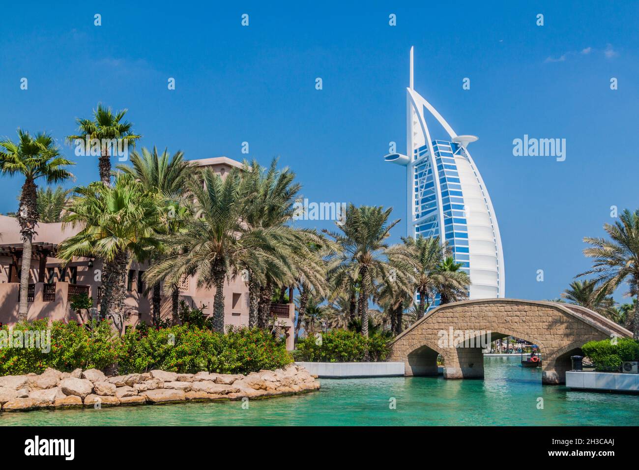 Burj Al Arab Tower of the Arabs seen from Madinat Jumeirah in Dubai ...
