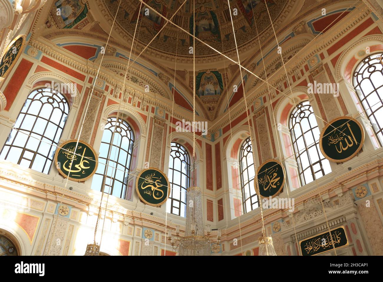 Indoor of historical Grand Mecidiye Mosque in Istanbul,Turkey Stock ...