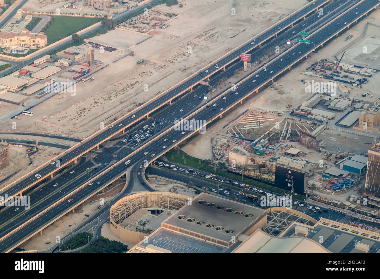 DUBAI, UAE - OCTOBER 21, 2016: Aerial view of a highway in Dubai ...