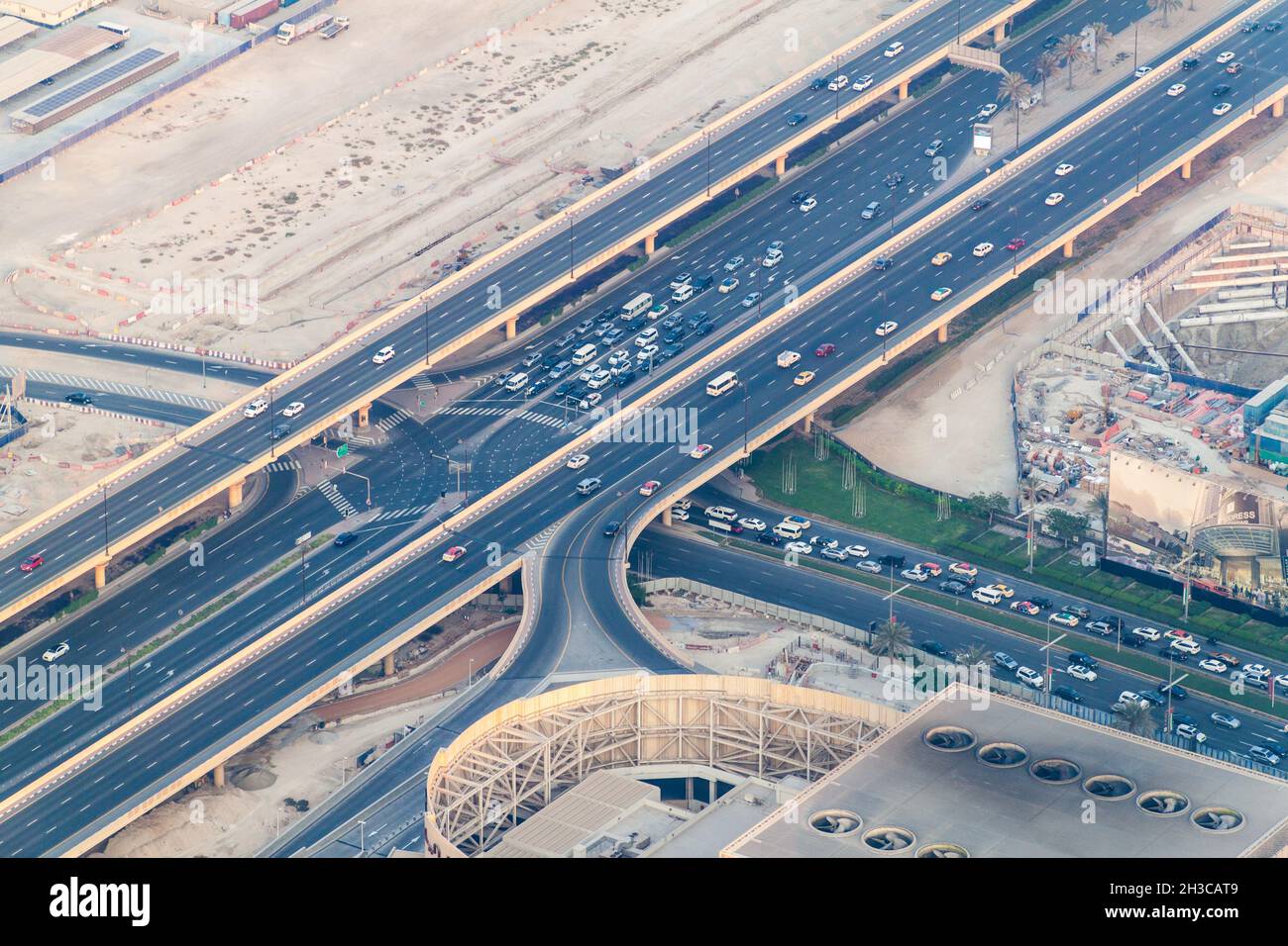 DUBAI, UAE - OCTOBER 21, 2016: Aerial view of a highway in Dubai ...