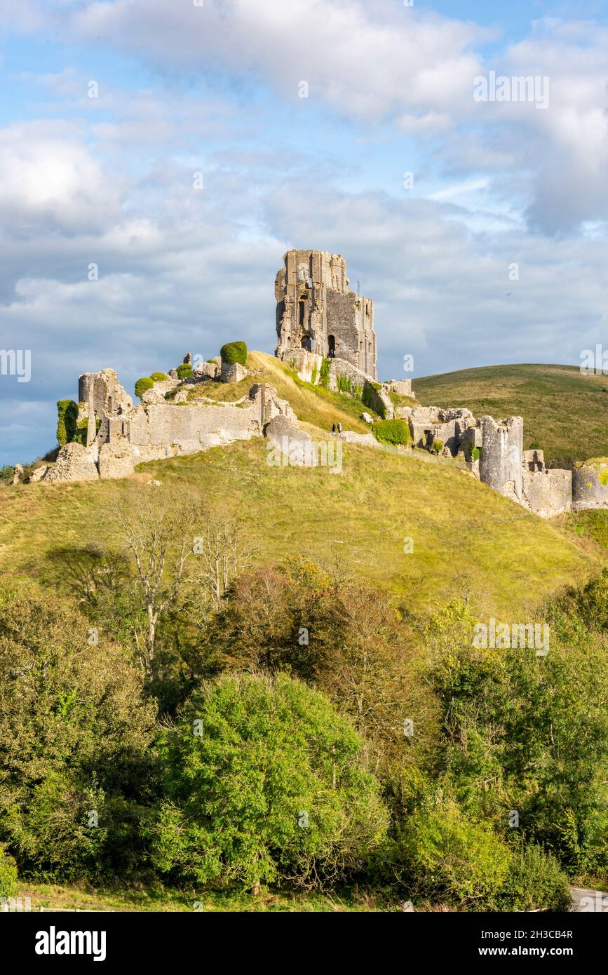 corfe castle, isle of purbeck, dorset, uk, historic, dorsetshire ...