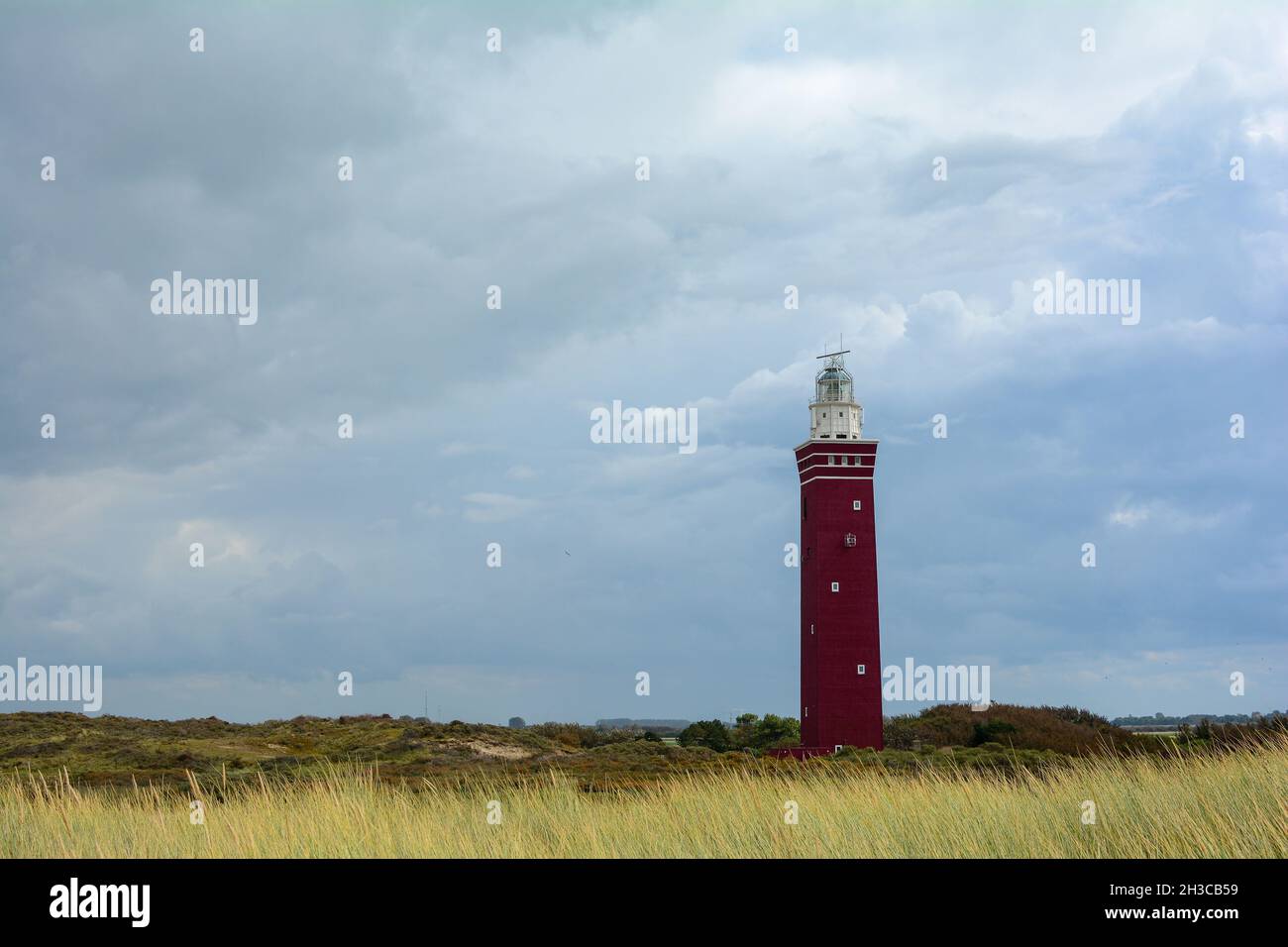 The 56 meter high angular "West Head Lighthouse" in Ouddorp in the ...