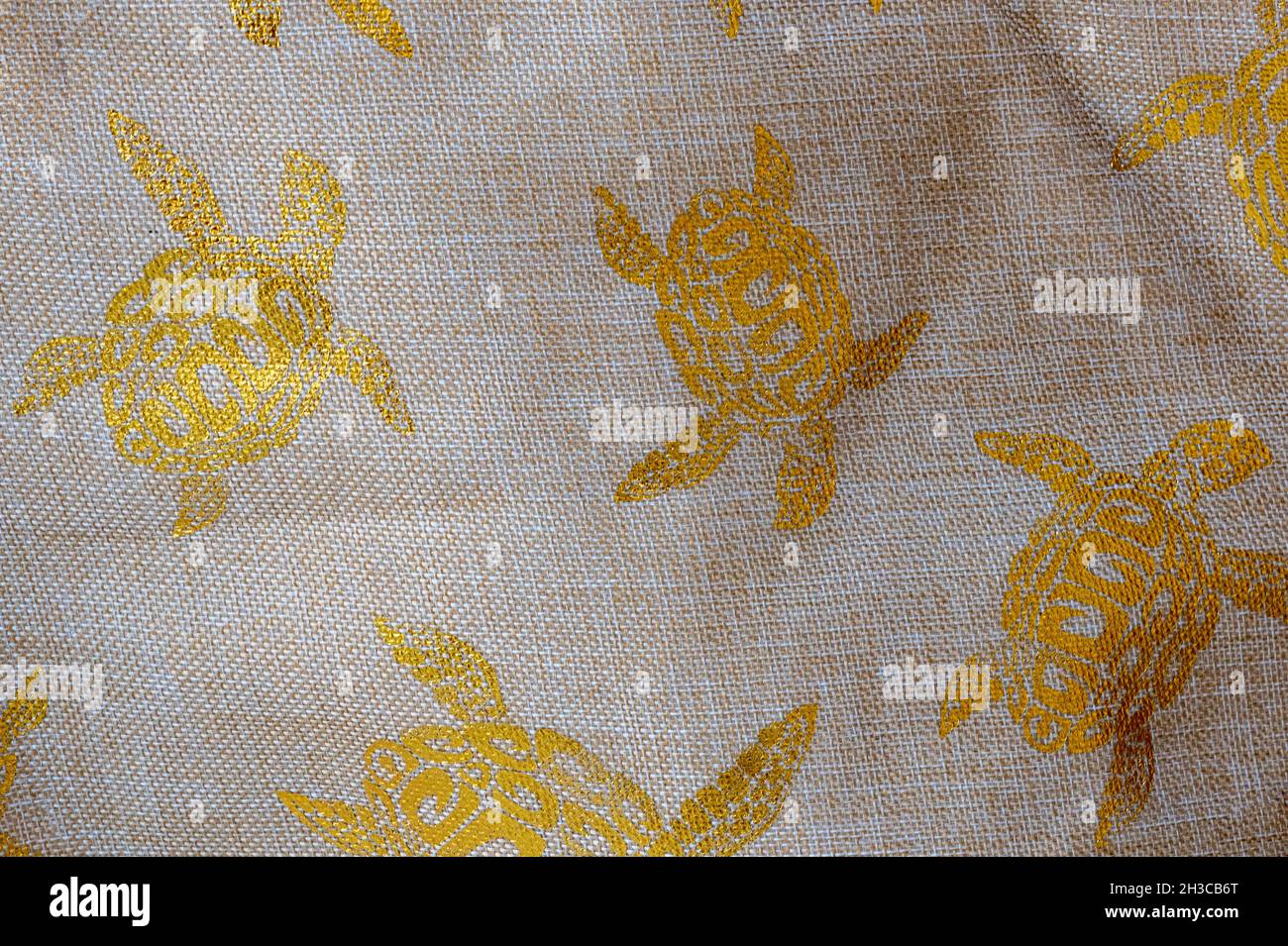 sea turtles printed in yellow scarf made from cotton fabric on island ...