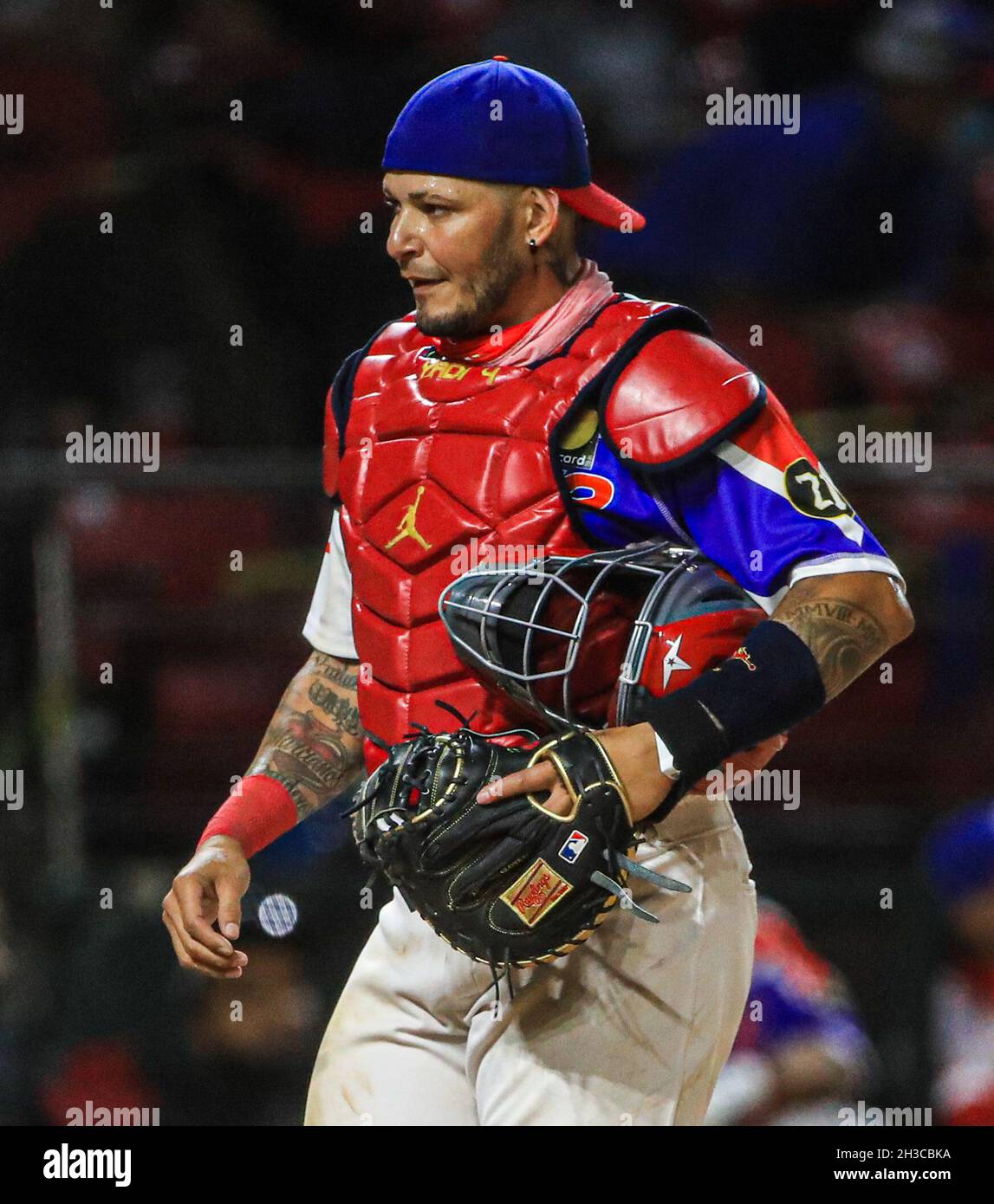MAZATLAN, MEXICO - FEBRUARY 01: Yadier Molina catcher of Criollos de ...