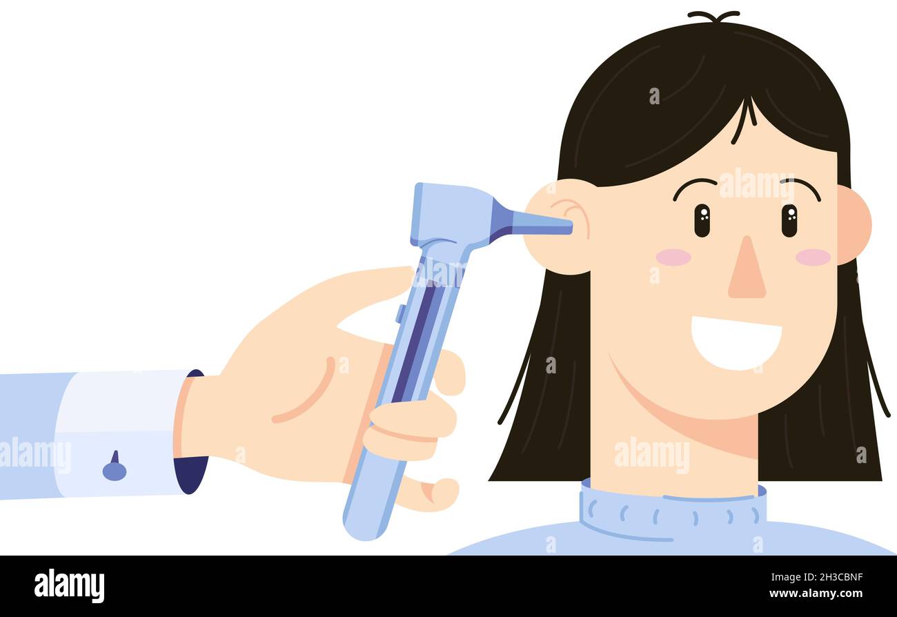 An otolaryngologists checking ear canals from young woman by Otoscope ...