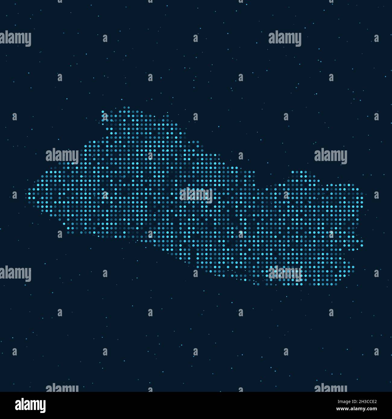 Abstract Dotted Halftone with starry effect in dark Blue background ...