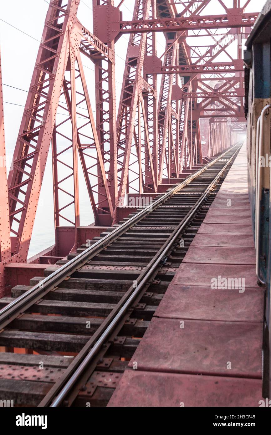 Hardinge Bridge, steel railway bridge over the river Padma in western ...
