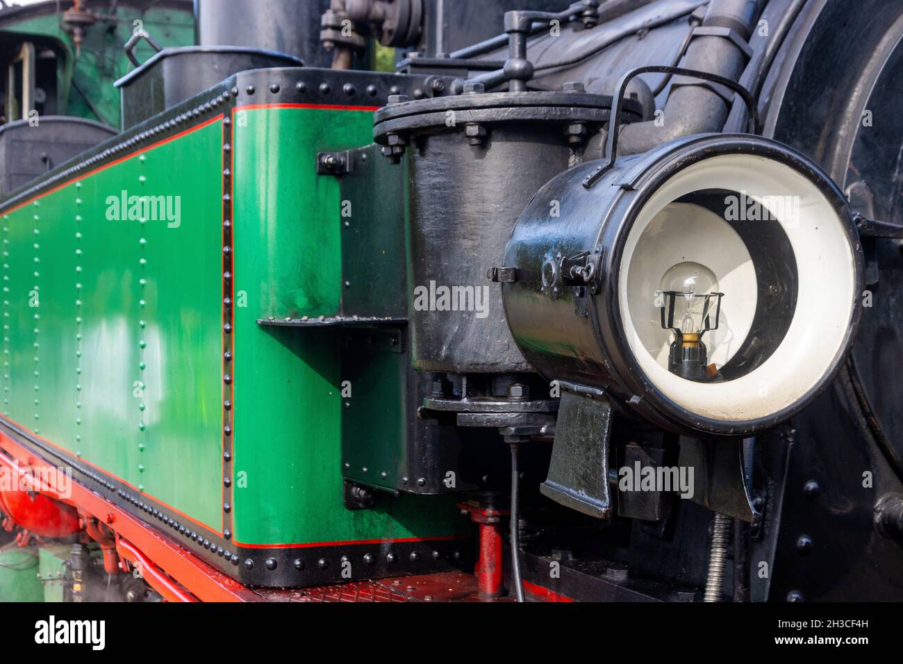 Old steam locomotive with lamp Stock Photo - Alamy