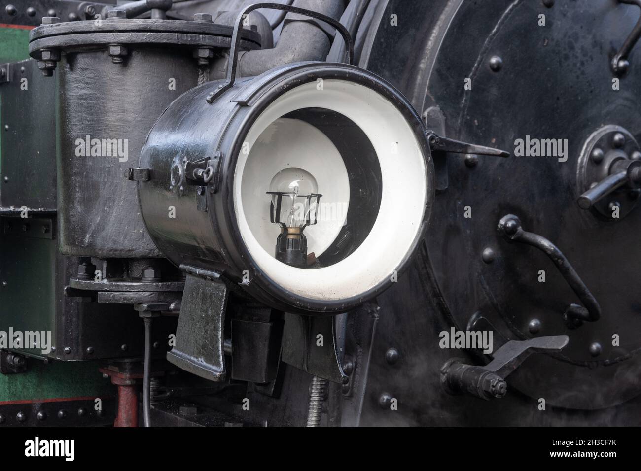 Old steam locomotive with lamp Stock Photo - Alamy