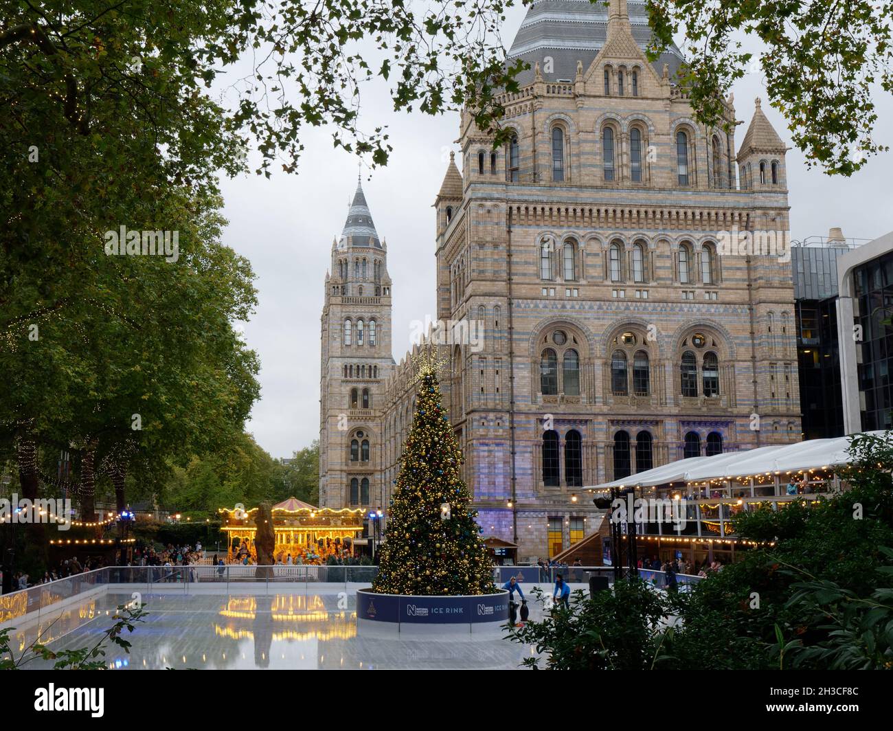 London, Greater London, England, October 26 2021: festive Ice Rink at ...