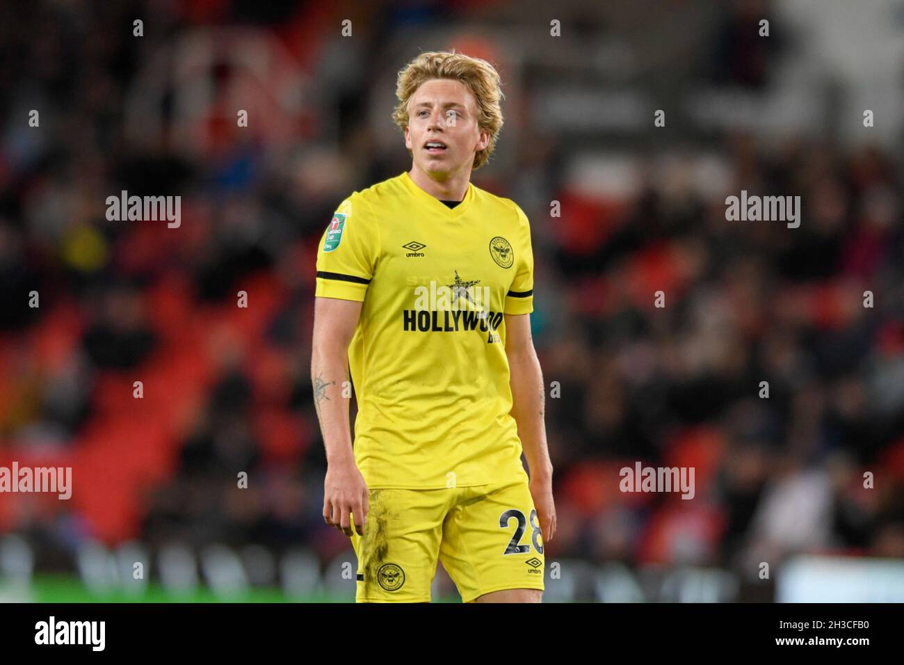 Mads Bidstrup #28 of Brentford in action during the game Stock Photo ...