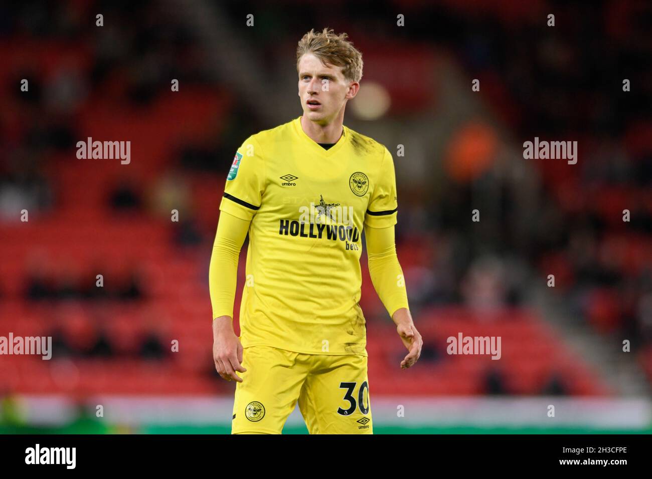 Stoke On Trent, UK. 27th Oct, 2021. Mads Roerslev #30 of Brentford in ...
