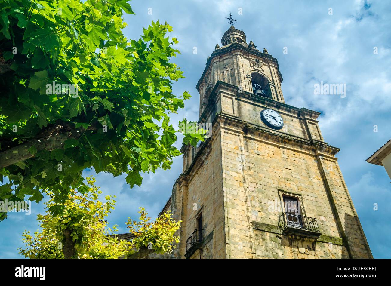 View of the Gothic Santa Maria Basilica in the town of Portugalete ...