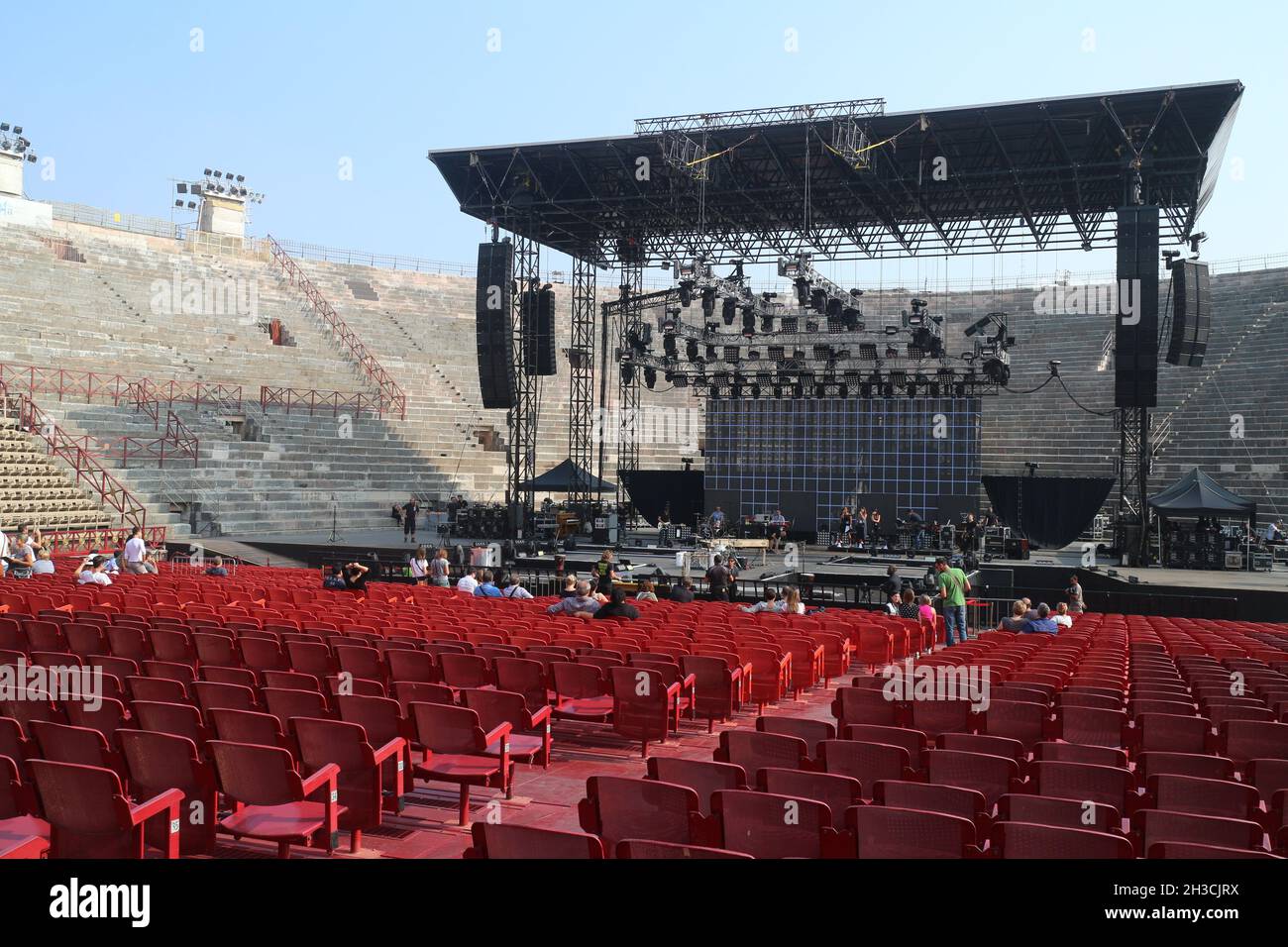 VERONA, ITALY - Sep 27, 2014: Last rehearsal at the concert venue ...