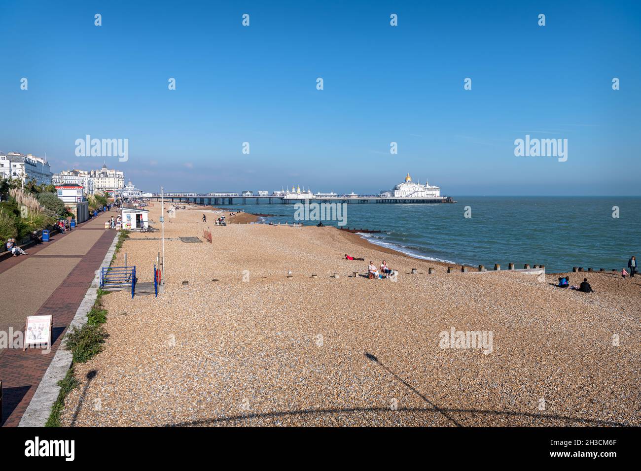 The beach and promenade at Eastbourne in Sussex, England Stock Photo ...