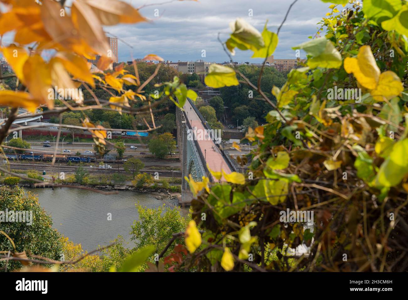 New York, NY - October 27, 2021: View of High Bridge from of restored ...