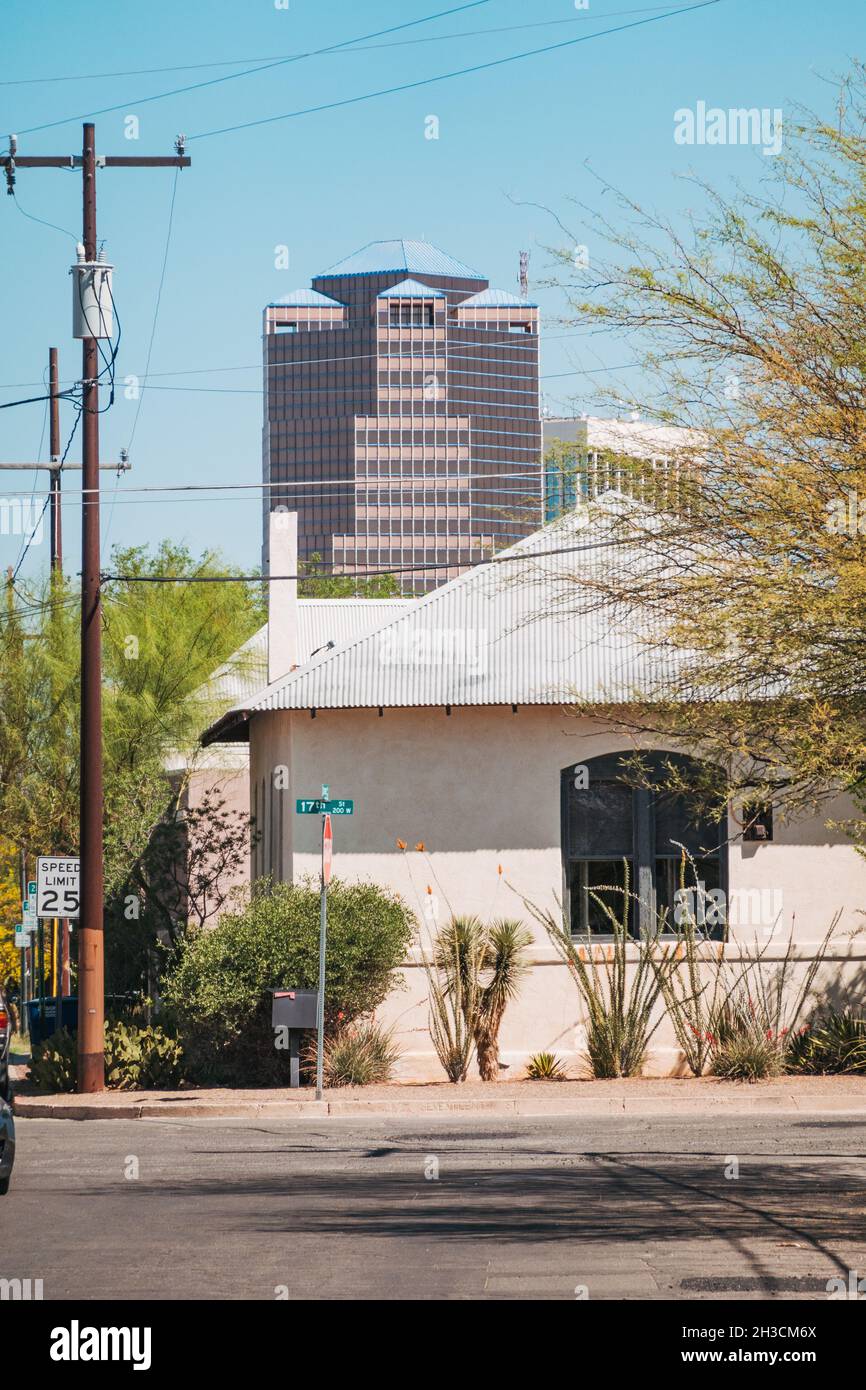 A high rise office building in downtown Tucson looms over a more ...