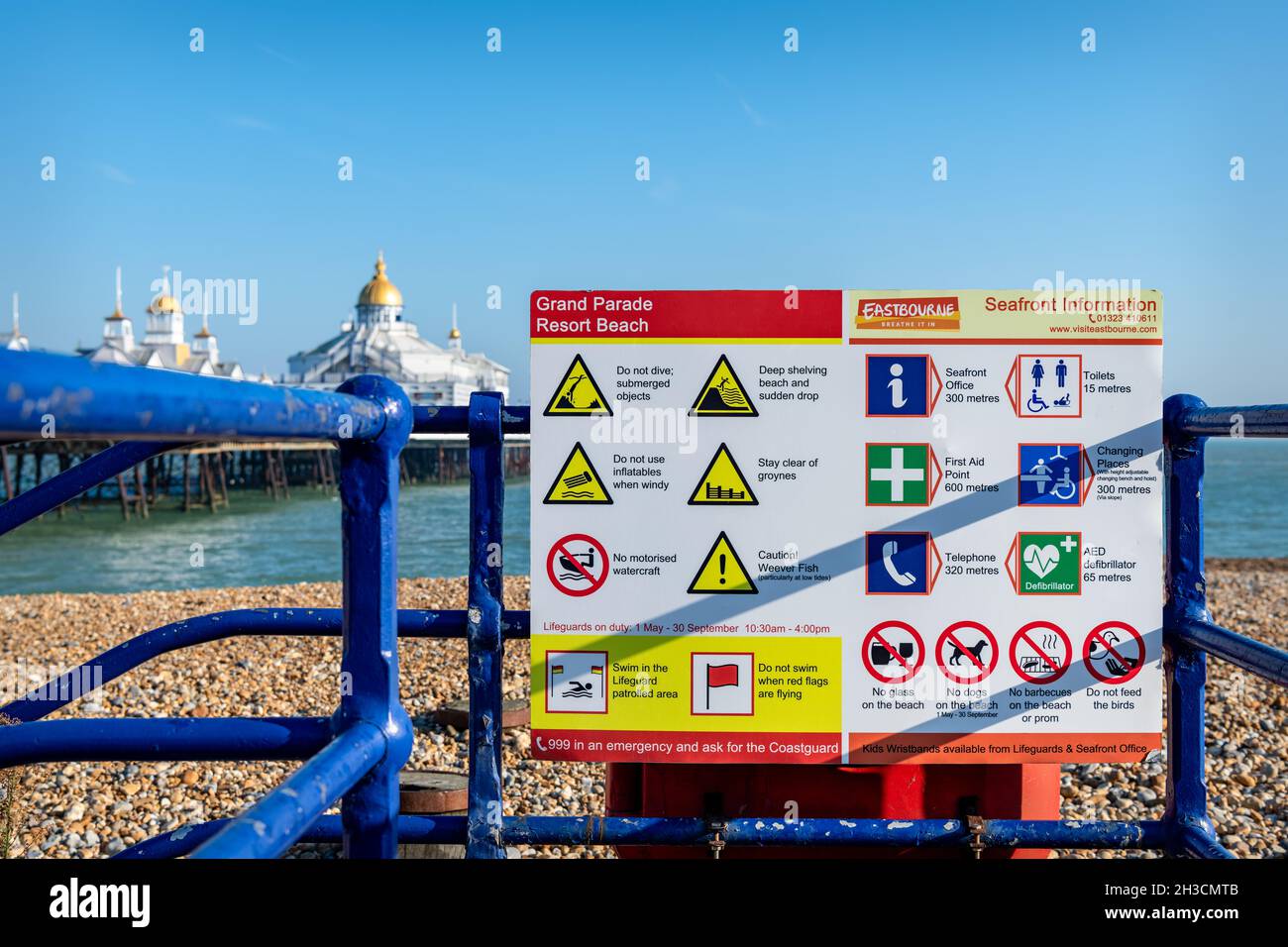 Grand Parade Resort Beach Rules Sign, Eastbourne, Sussex Stock Photo ...