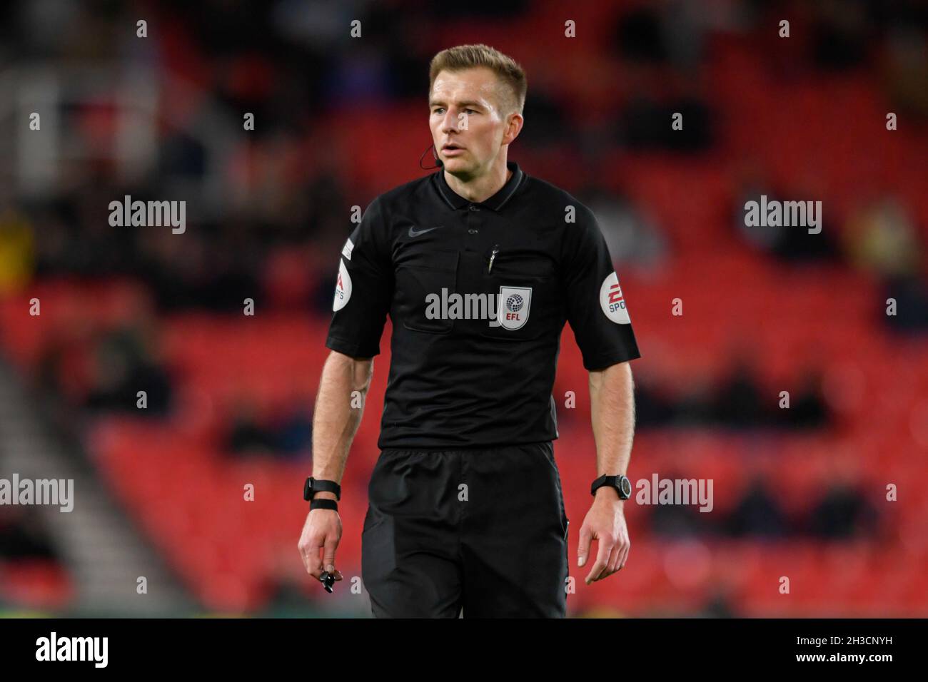 Stoke On Trent, UK. 27th Oct, 2021. Referee Michael Salisbury in action ...