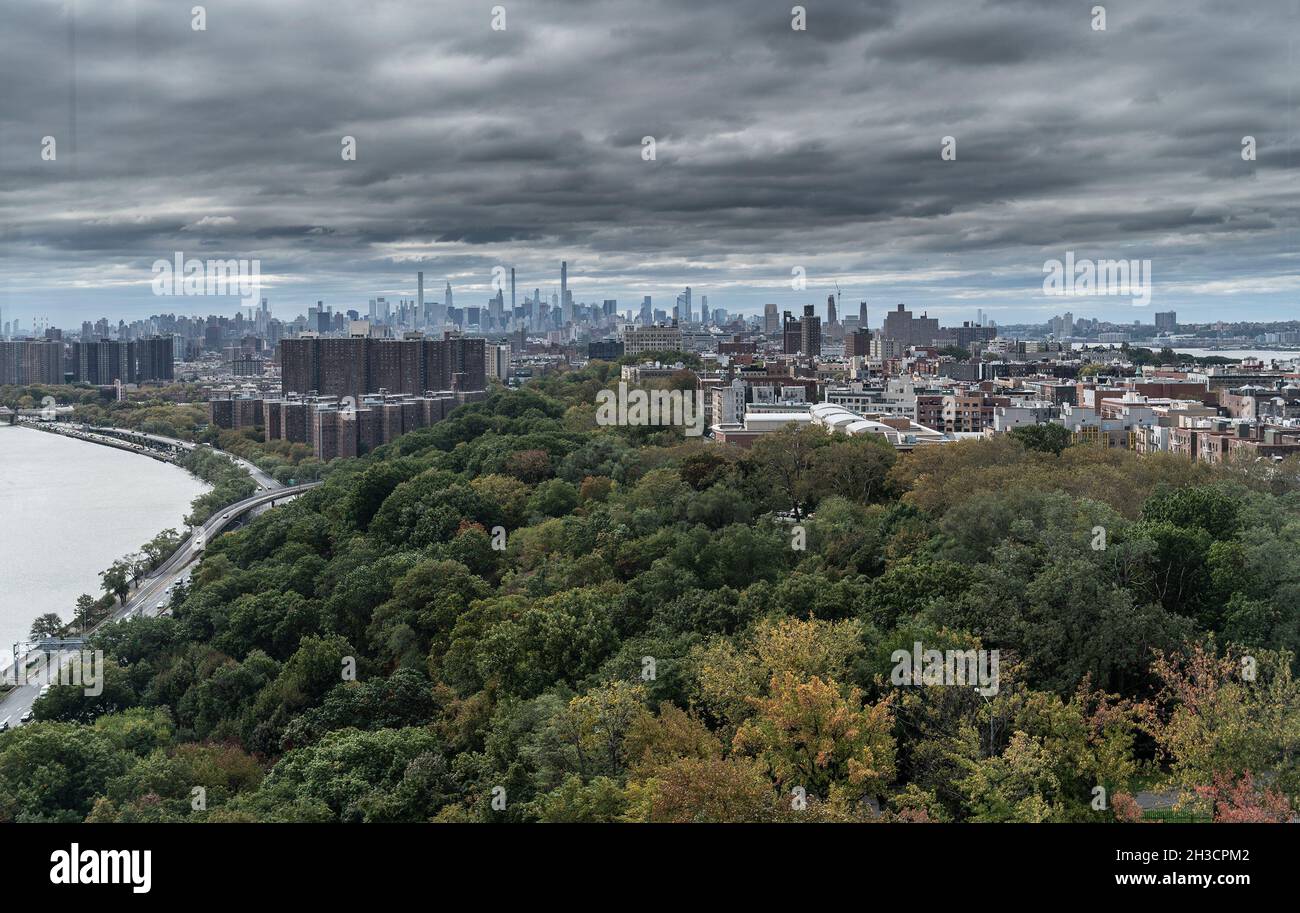 View of the city from windows on top of restored Highbridge Water Tower ...