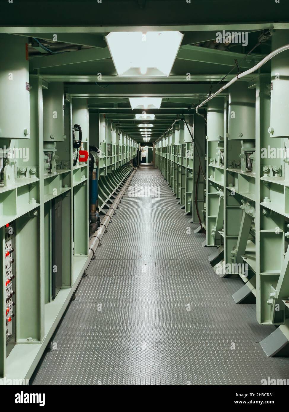 An underground corridor with lots of metal reinforcing at Air Force ...