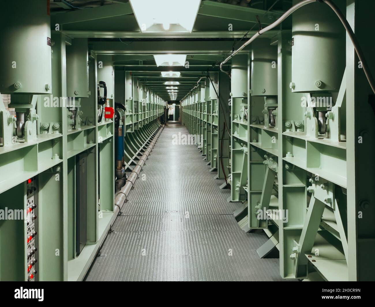 An underground corridor with lots of metal reinforcing at Air Force ...