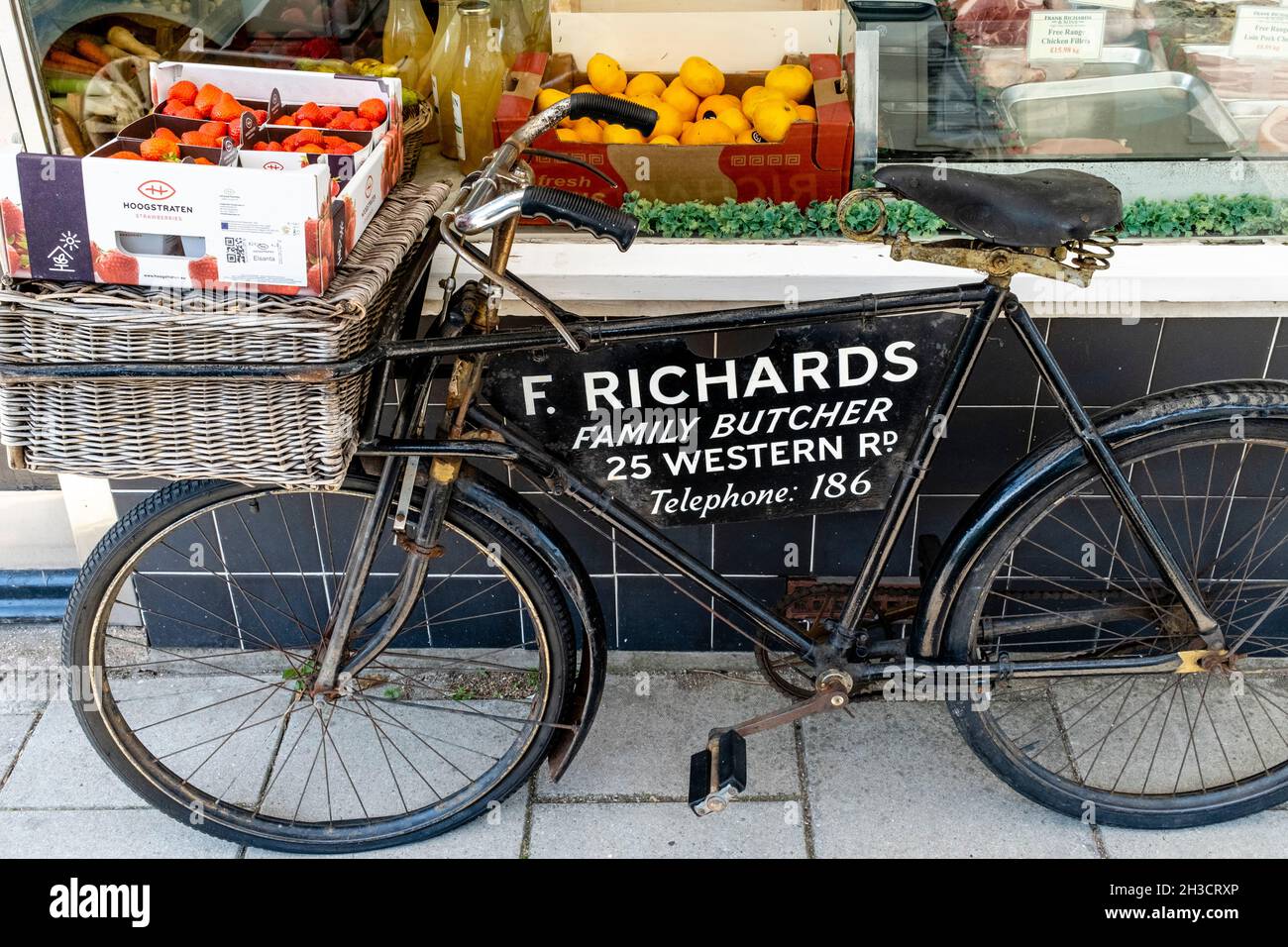 A Traditional Butchers Bicycle Outside A Butcher’s Shop, Lewes, Sussex ...