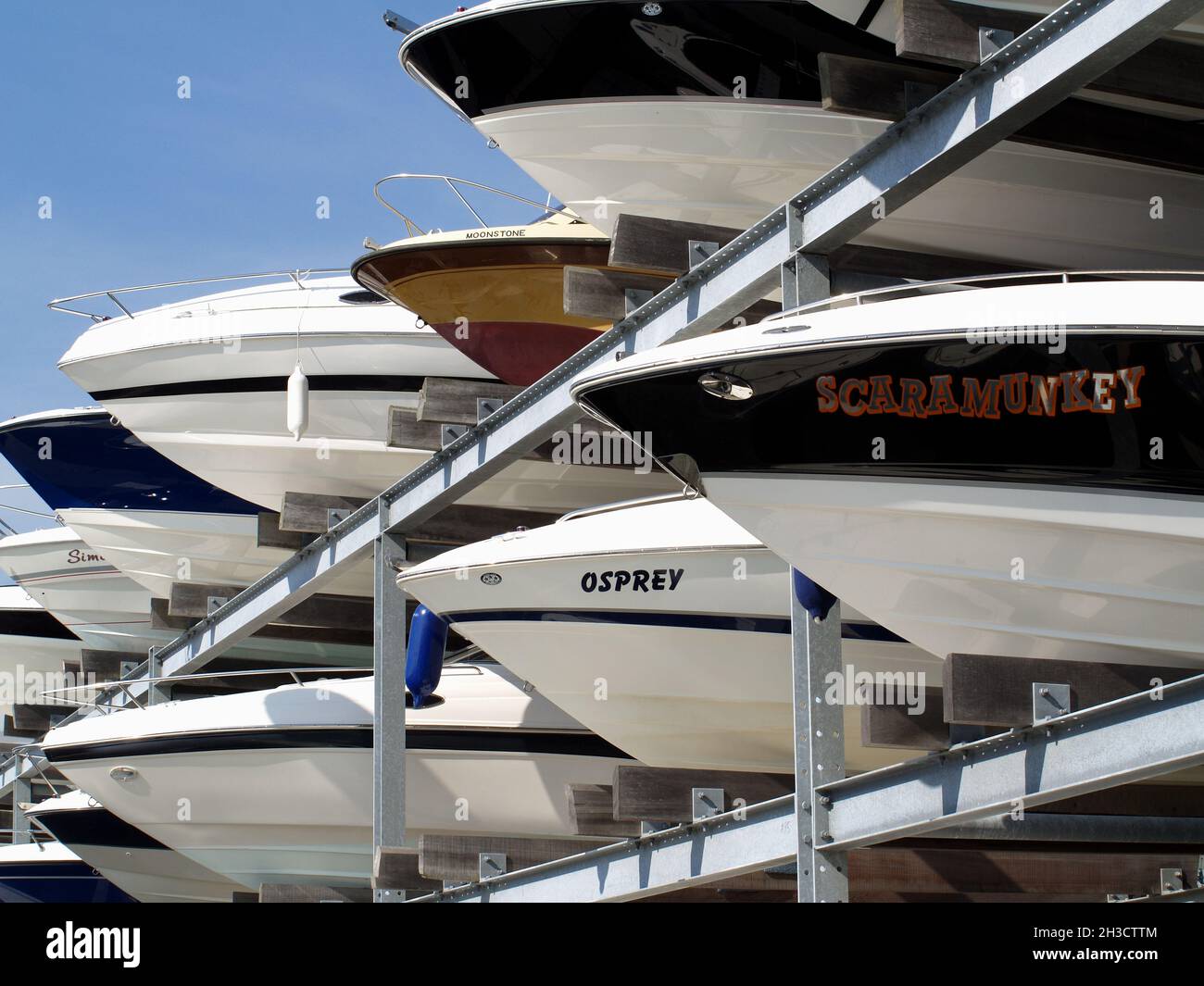 Dry stack boat storage at Poole Harbour, Dorset, England, UK Stock ...