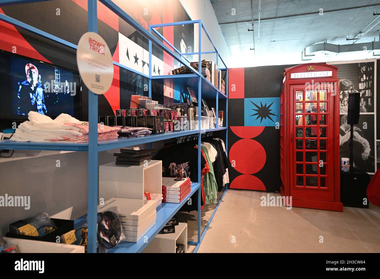Merchandise on display at the grand opening of 'Bowie 75', the David Bowie store in SOHO in New ...