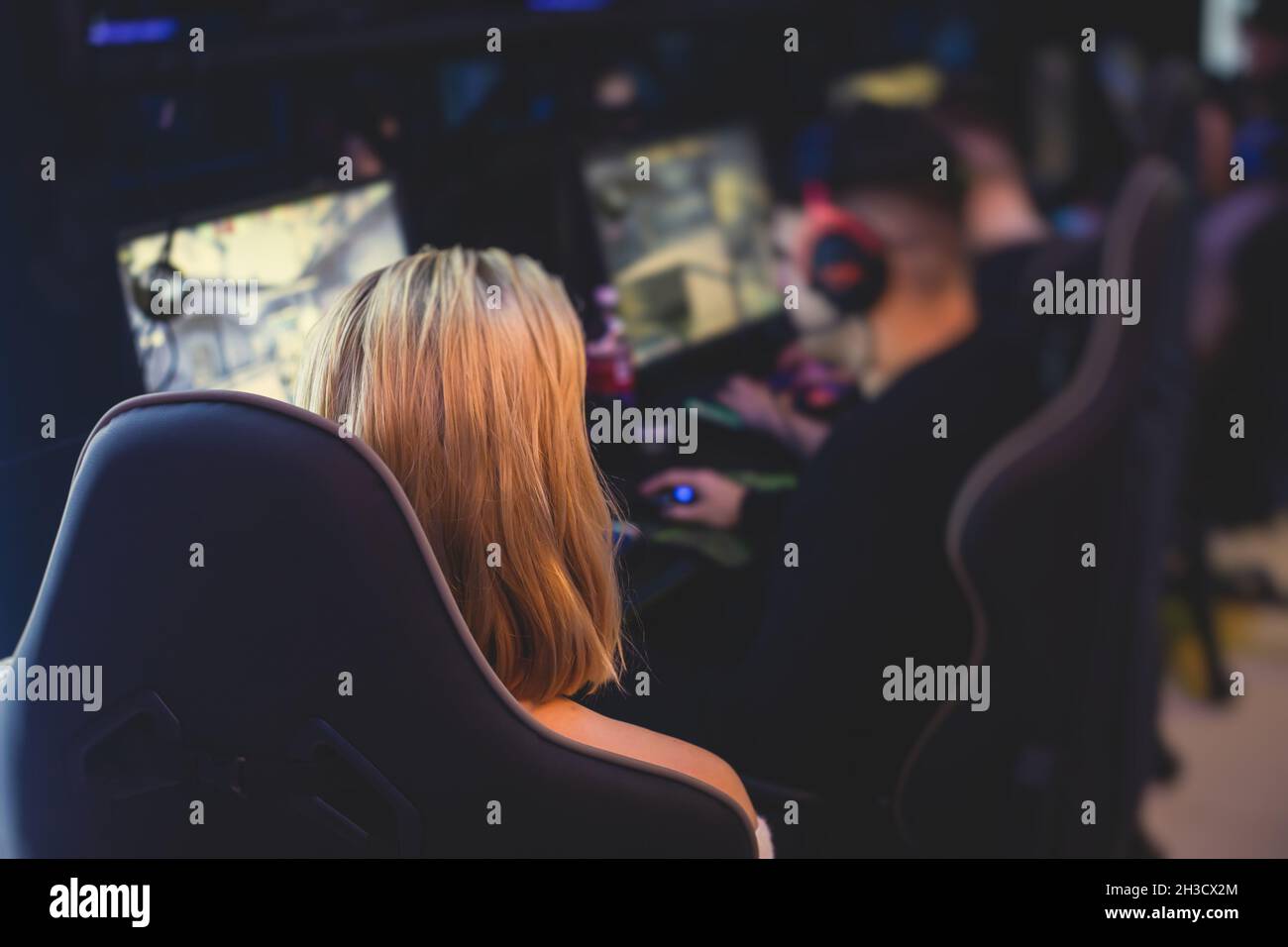 Female gamer, cyber sport e-sports tournament, professional girl gamers ...