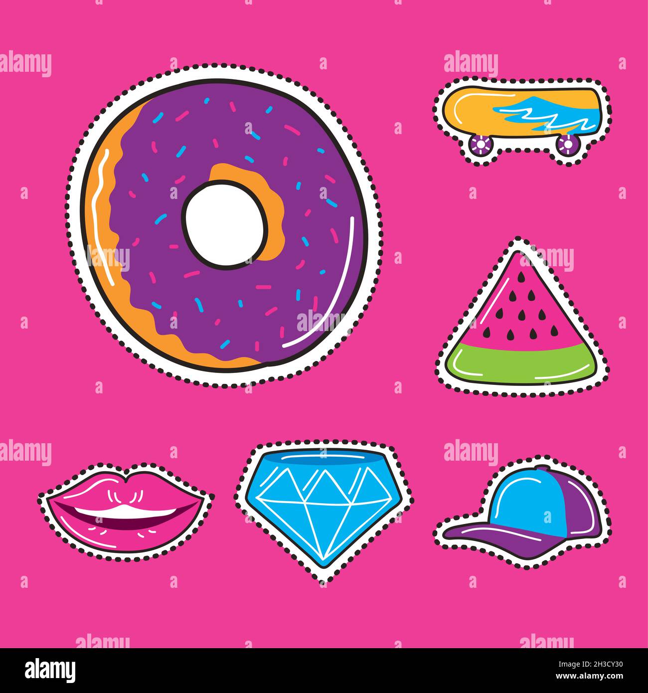 six patches pop art style icons Stock Vector Image & Art - Alamy