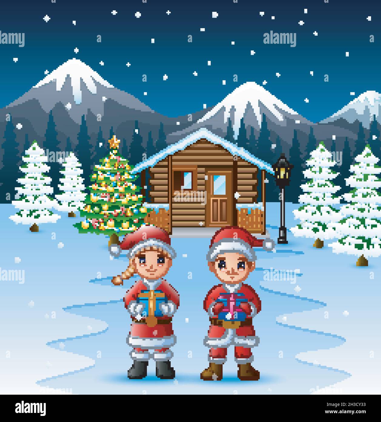 Couple in front beautiful Stock Vector Images - Alamy