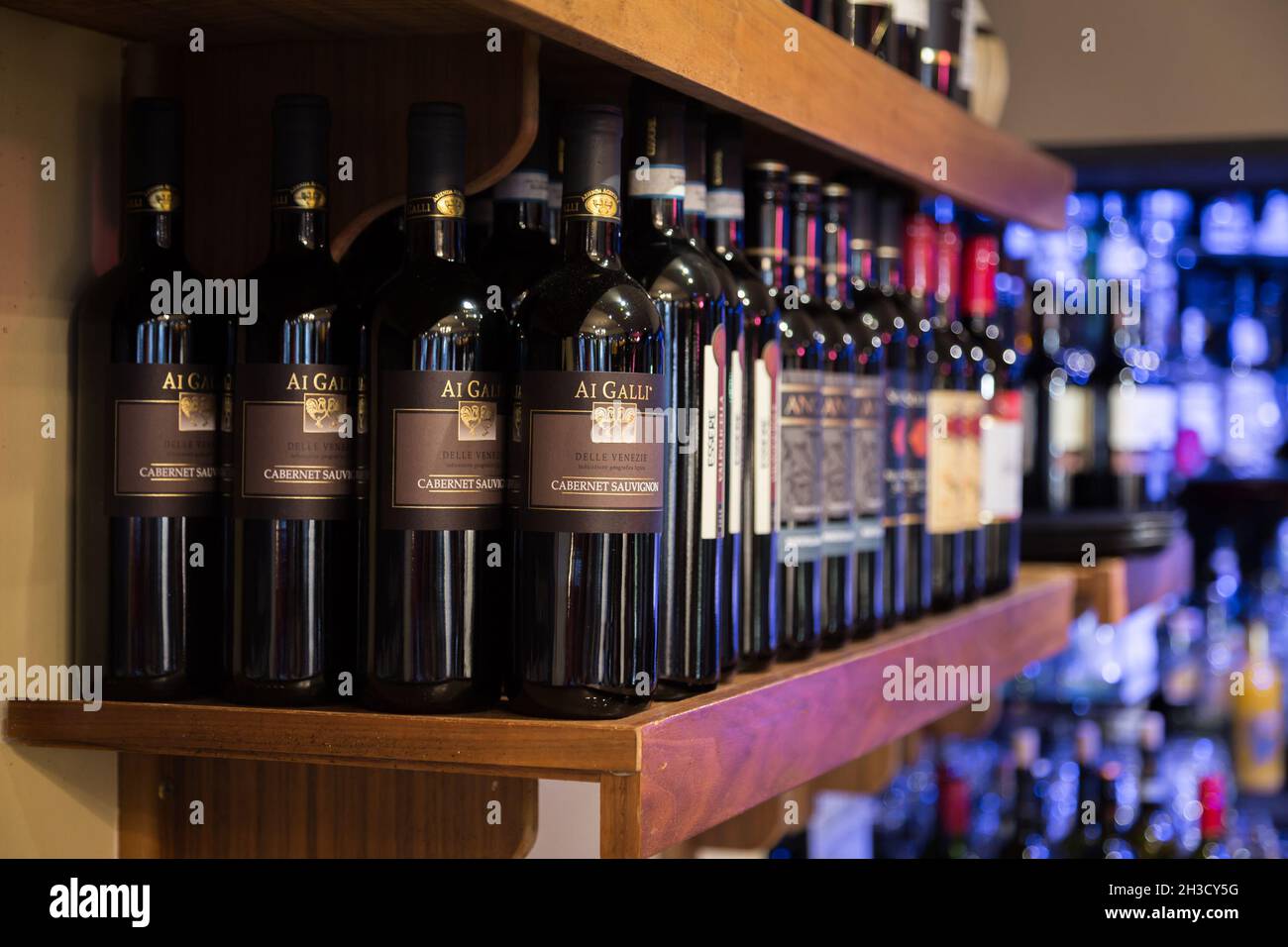 Wine selection, Gios restaurant, Manchester Stock Photo - Alamy
