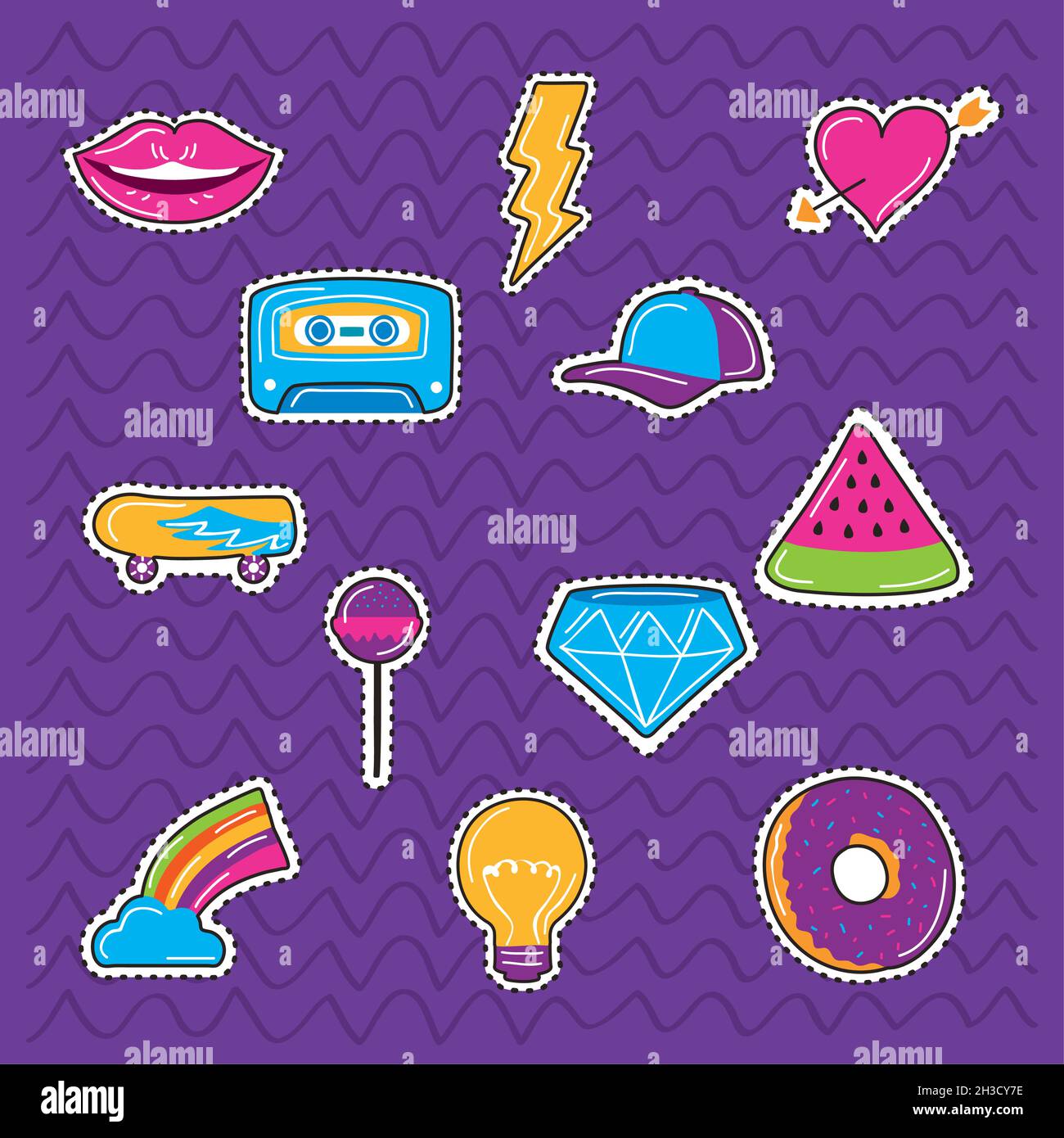 patches pop art style twelve icons Stock Vector Image & Art - Alamy