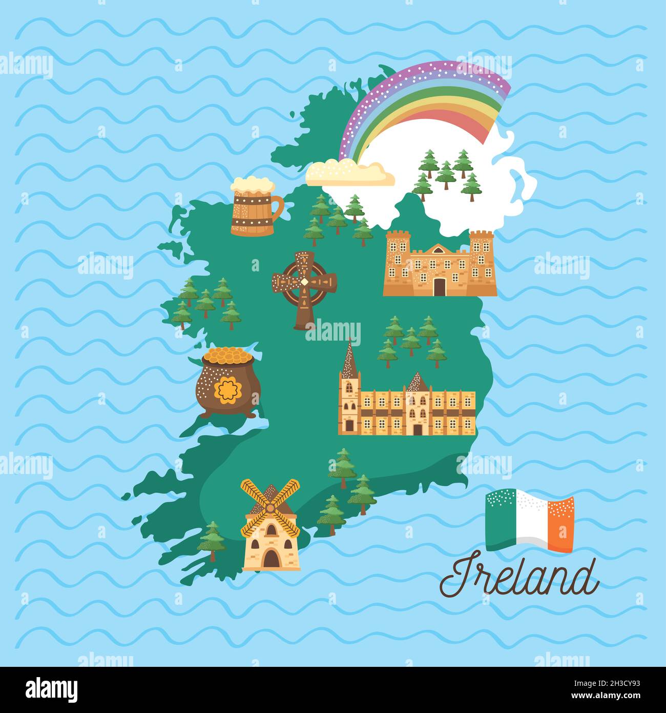 ireland map and set icons Stock Vector Image & Art - Alamy