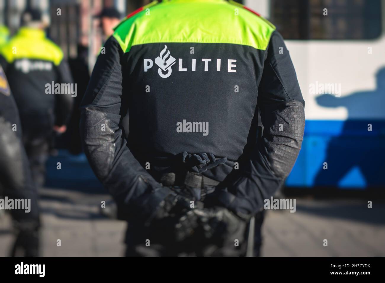 Dutch police squad formation and horseback riding mounted police back ...