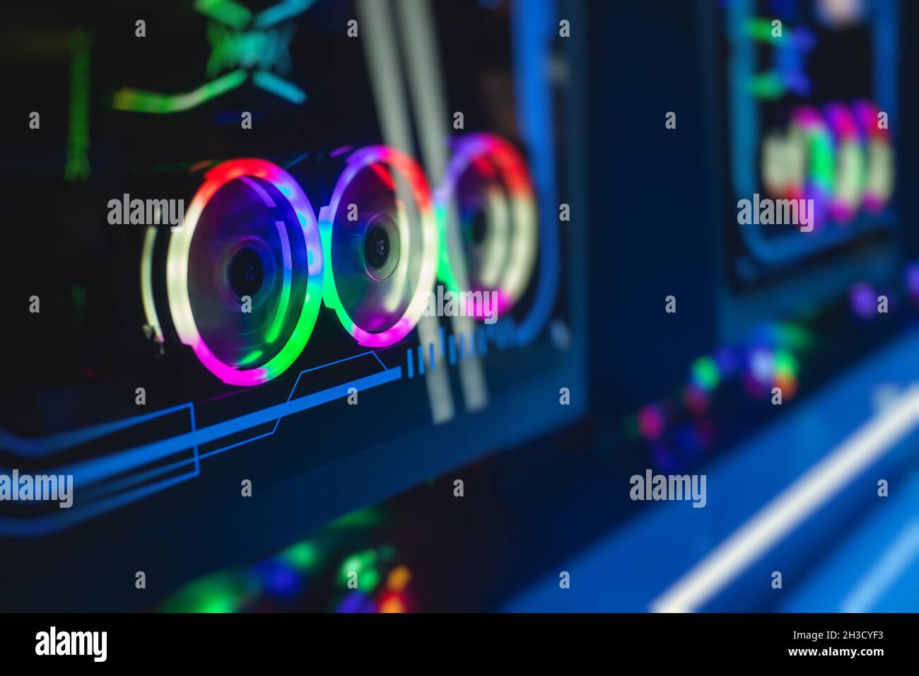 View of Gaming PC with rgb led lights, powerful high end personal ...