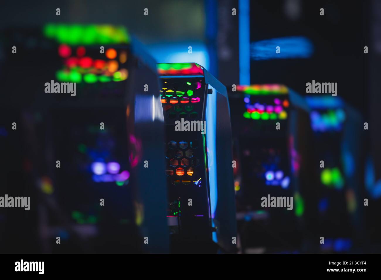 View of Gaming PC with rgb led lights, powerful high end personal ...