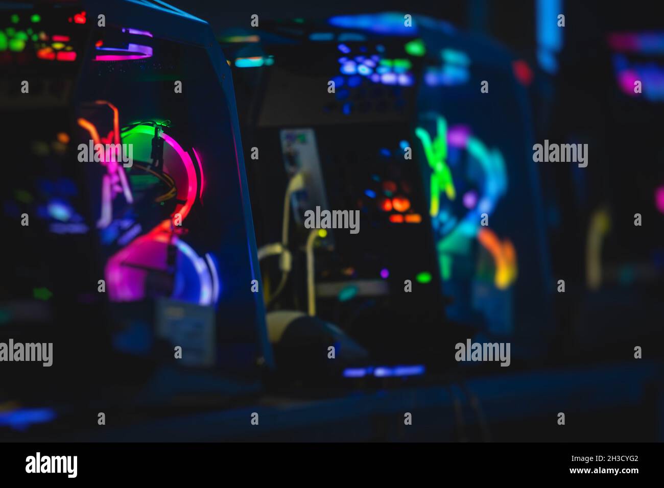 View of Gaming PC with rgb led lights, powerful high end personal ...